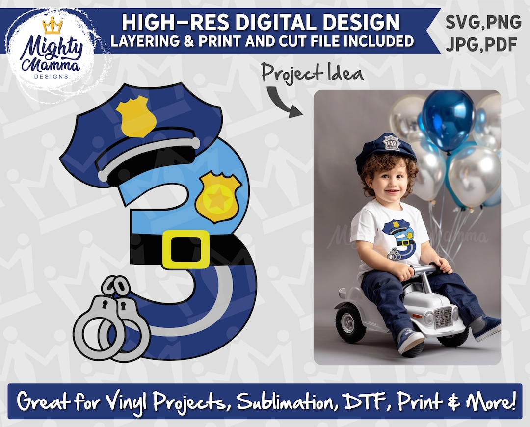 Police Officer # 3 SVG & PNG - Number Three Police Design for Third ...