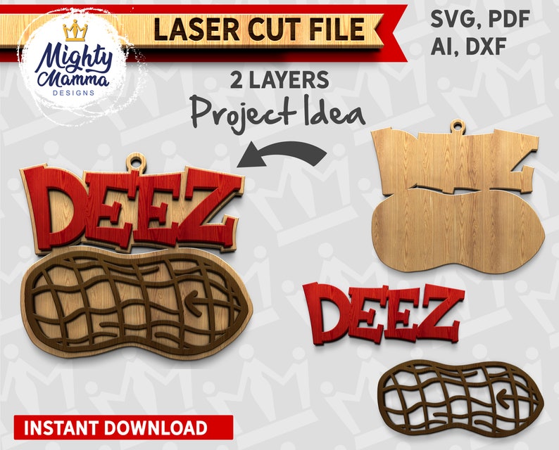 Funny 'deez Nuts' Ornament Design: Laser Cut File SVG (digital Download ...
