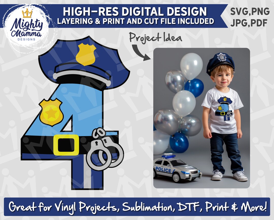 POLICE Officer # 4 SVG - Number Four Police Forth BIRTHDAY (files for ...