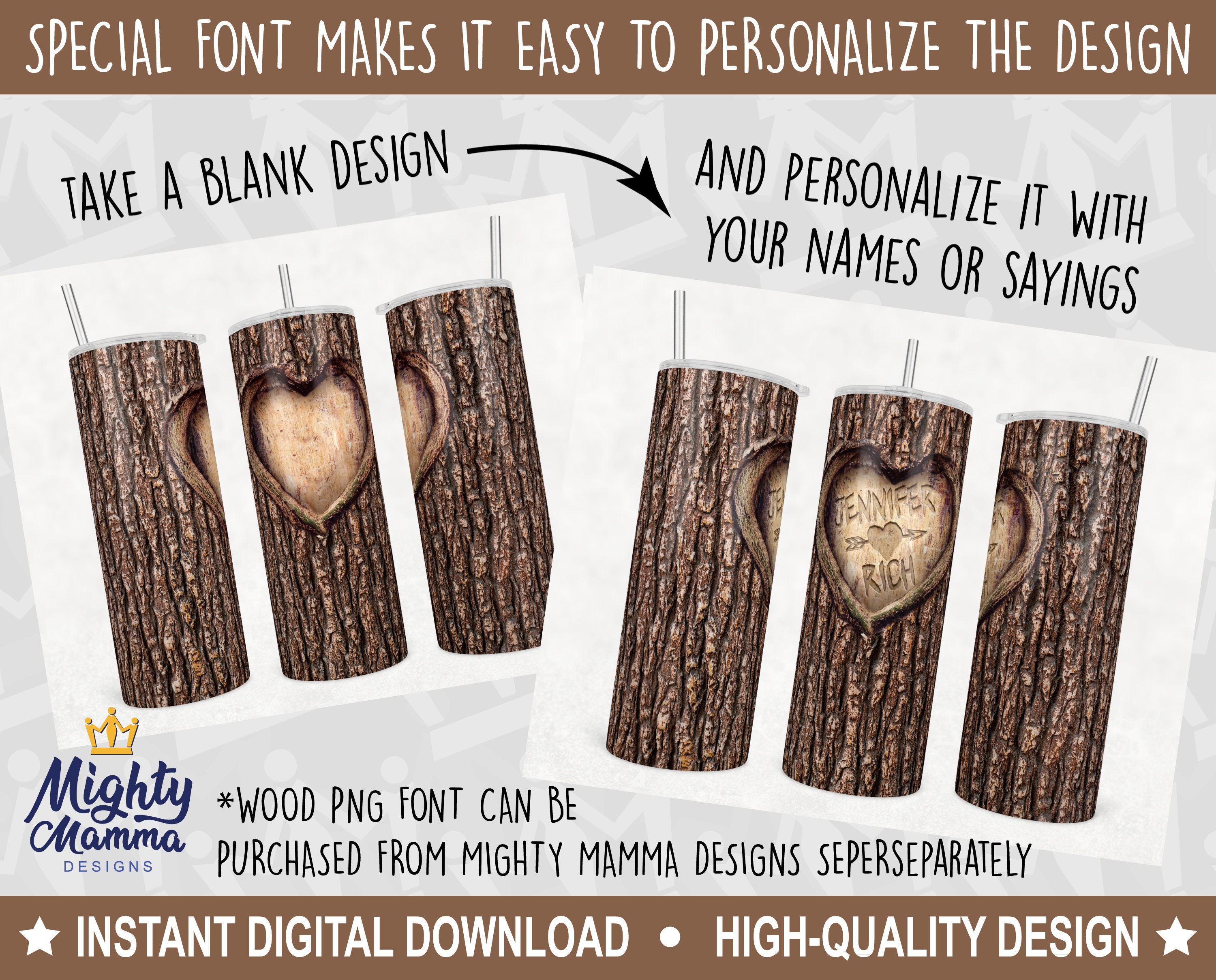 Heart Tree Carving Family Note Blank Photographs 20oz Straight Tumbler ...