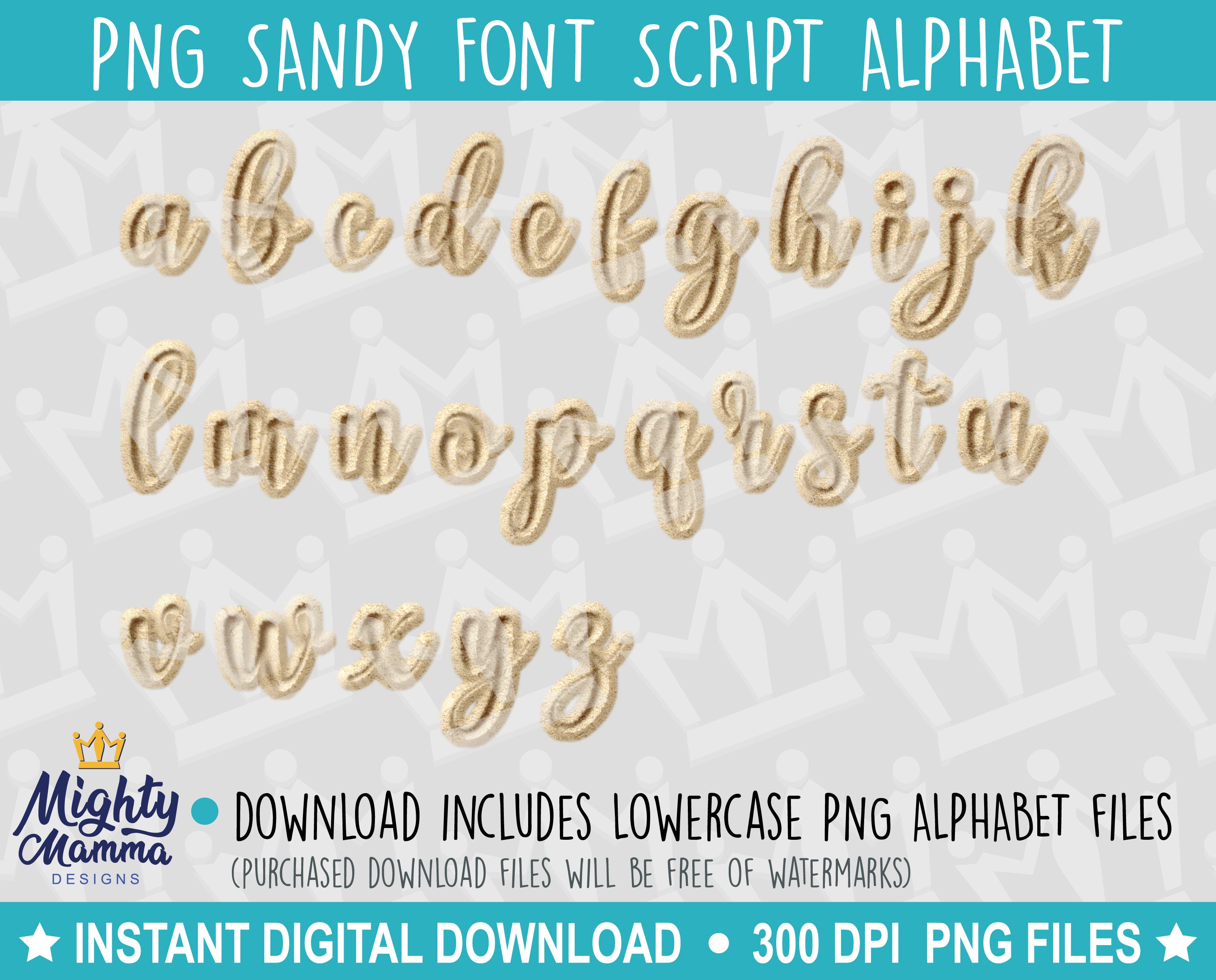 Sandy Script PNG Font Beach Sand Alphabet & Number Design - Etsy UK