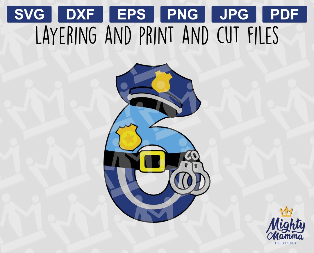Police Officer #6 SVG - Number Six POLICE Third BIRTHDAY Cop (files for ...