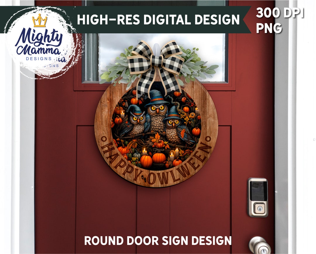 Happy Owlween - Large High Resoltion Door Sign Round PNG Design, for ...