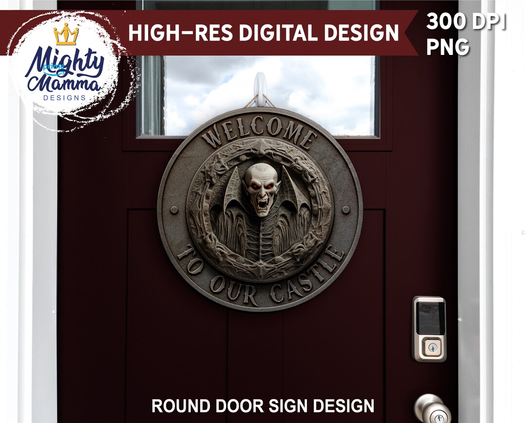Welcome to Our Castle Vampire Round Door Hanger Sign PNG Design for ...