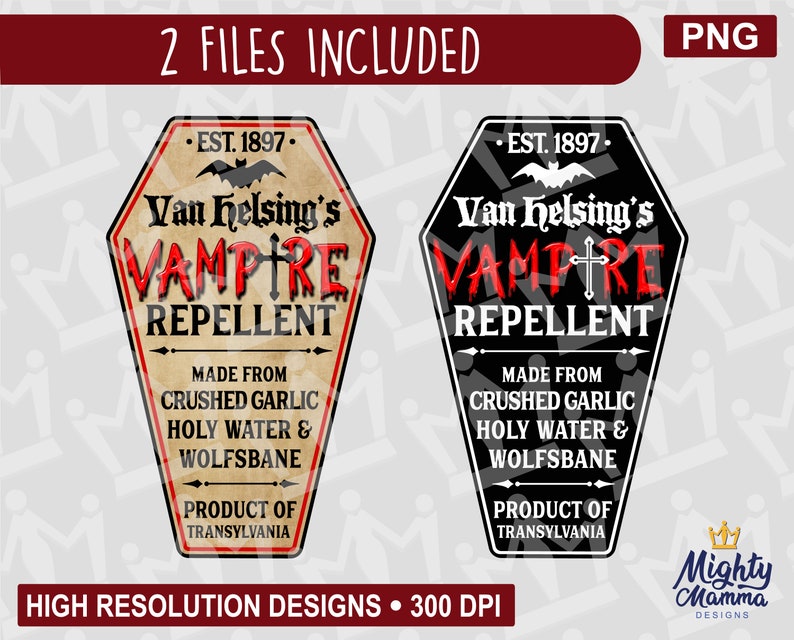Vampire Repellent PNG Labels for Cups Tshirts Tumblers Etc - Etsy