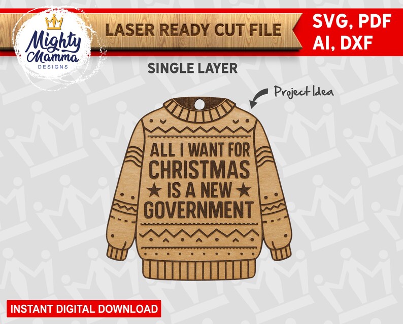 All I Want for Christmas is a New Government Ugly Sweater Ornament SVG ...