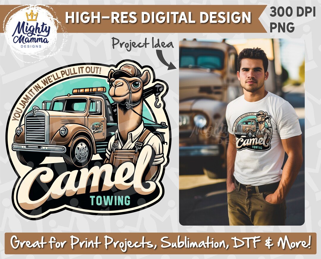 Camel Towing PNG Design | for Print, Sublimation, DTF | Funny PNG ...
