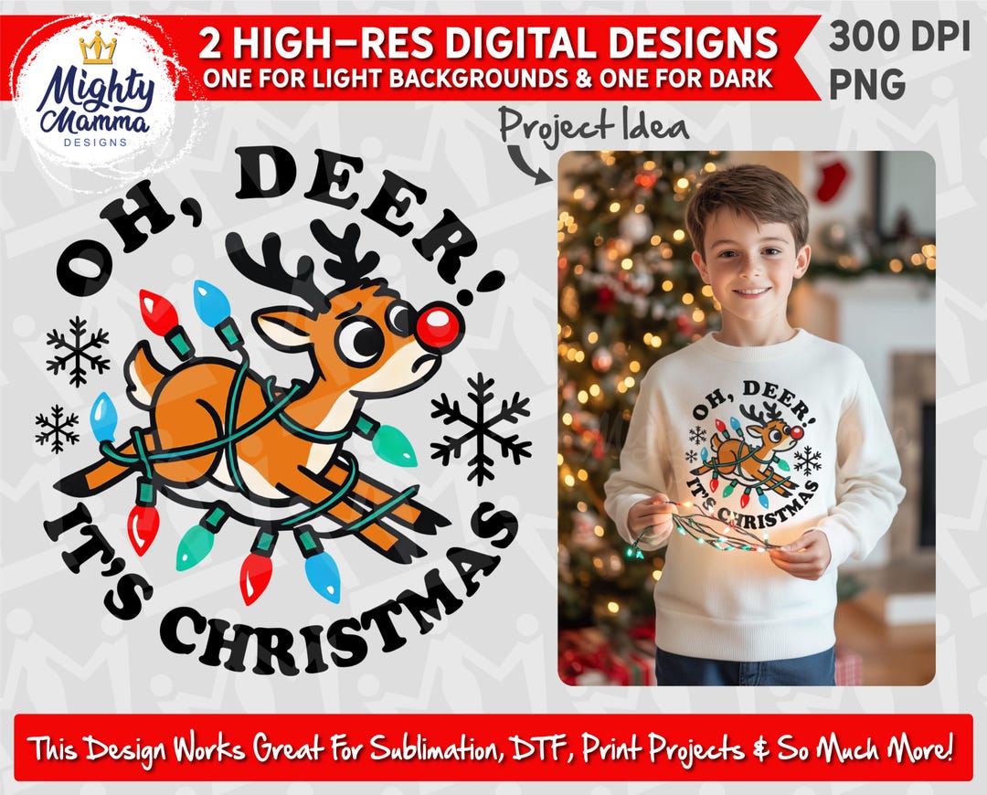 Oh, Deer! It's Christmas PNG | Print, Sublimation, DTF | Cute Retro ...