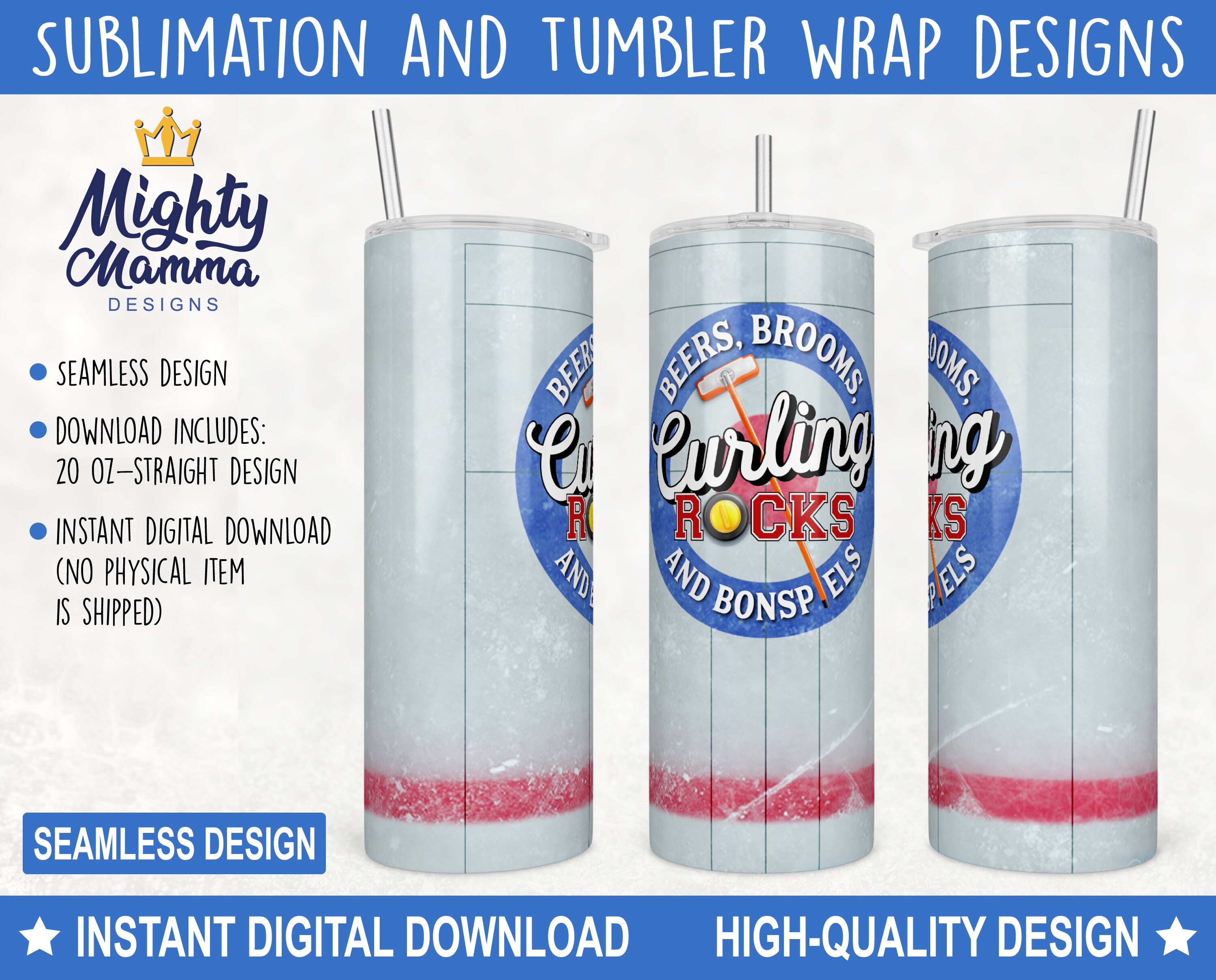 Curling Rocks Beers Brooms & Bonspiels 20oz Tumbler Wrap - Etsy