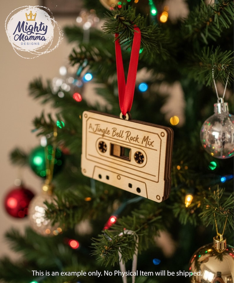 Vintage Cassette Tape Jingle Bell Rock Mix Ornament Design: Laser Cut ...