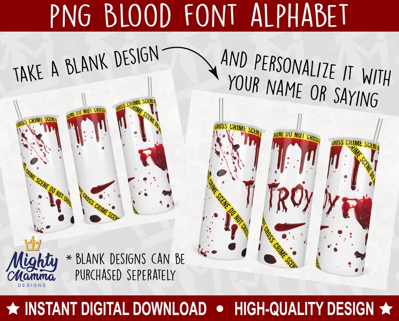 Blood Alphabet PNG Font for Use With Mighty Mamma Designs - Etsy
