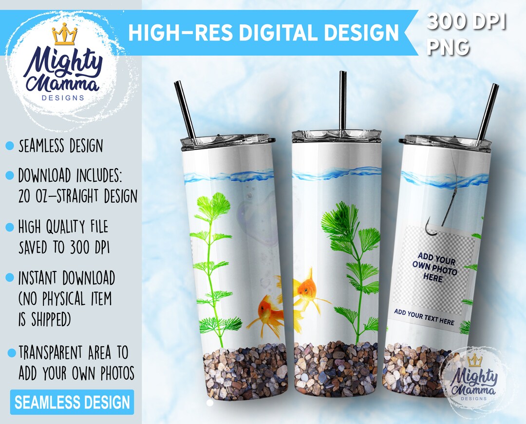 Goldfish Bowl Add Your Own Photo PNG 20 Oz Tumbler Wrap Design ...
