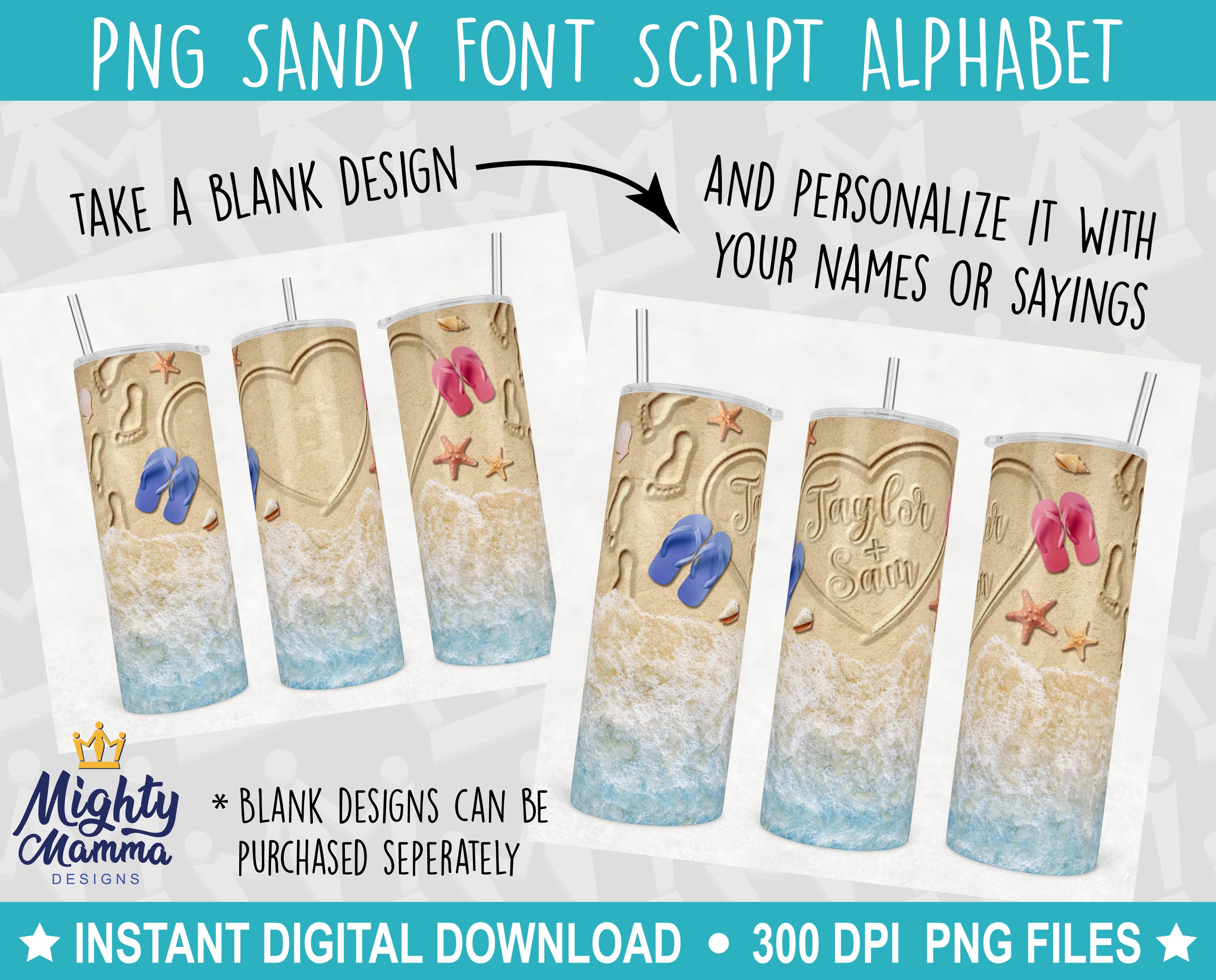 Sandy Script PNG Font Beach Sand Alphabet & Number Design - Etsy UK