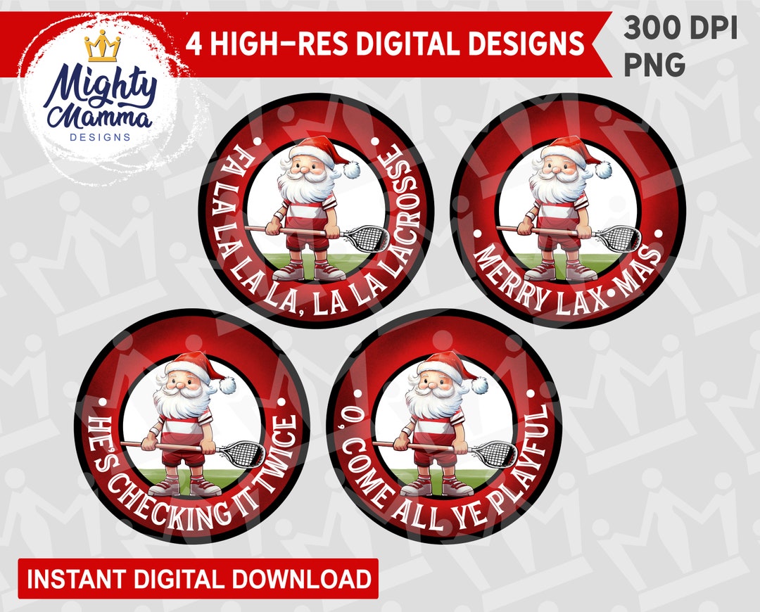 Lacrosse Santa Bundle - Round PNG Designs, Print, DTF Sublimation, for ...