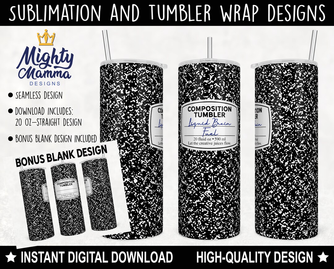 Notebook Composition Tumbler - 20oz Straight Wrap Design for ...