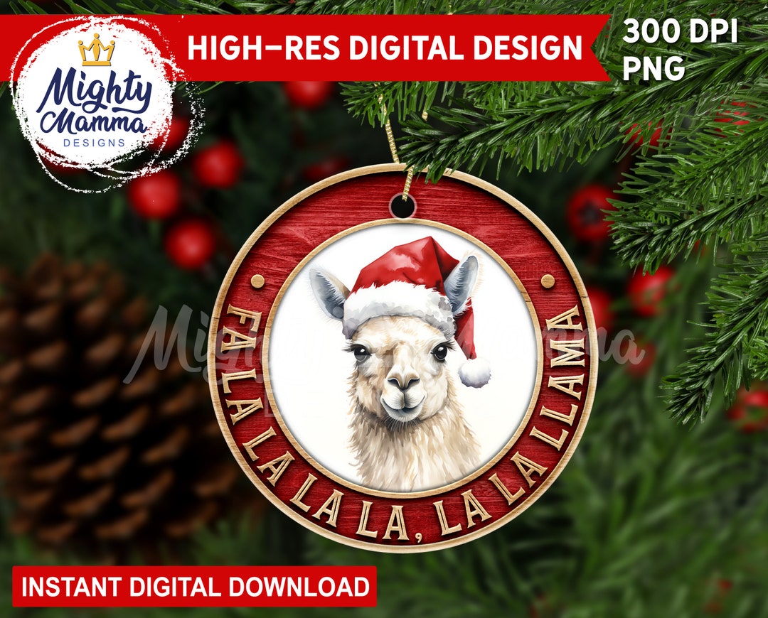 Fa La La La La, La La Llama - Round Christmas Ornament PNG Design for ...