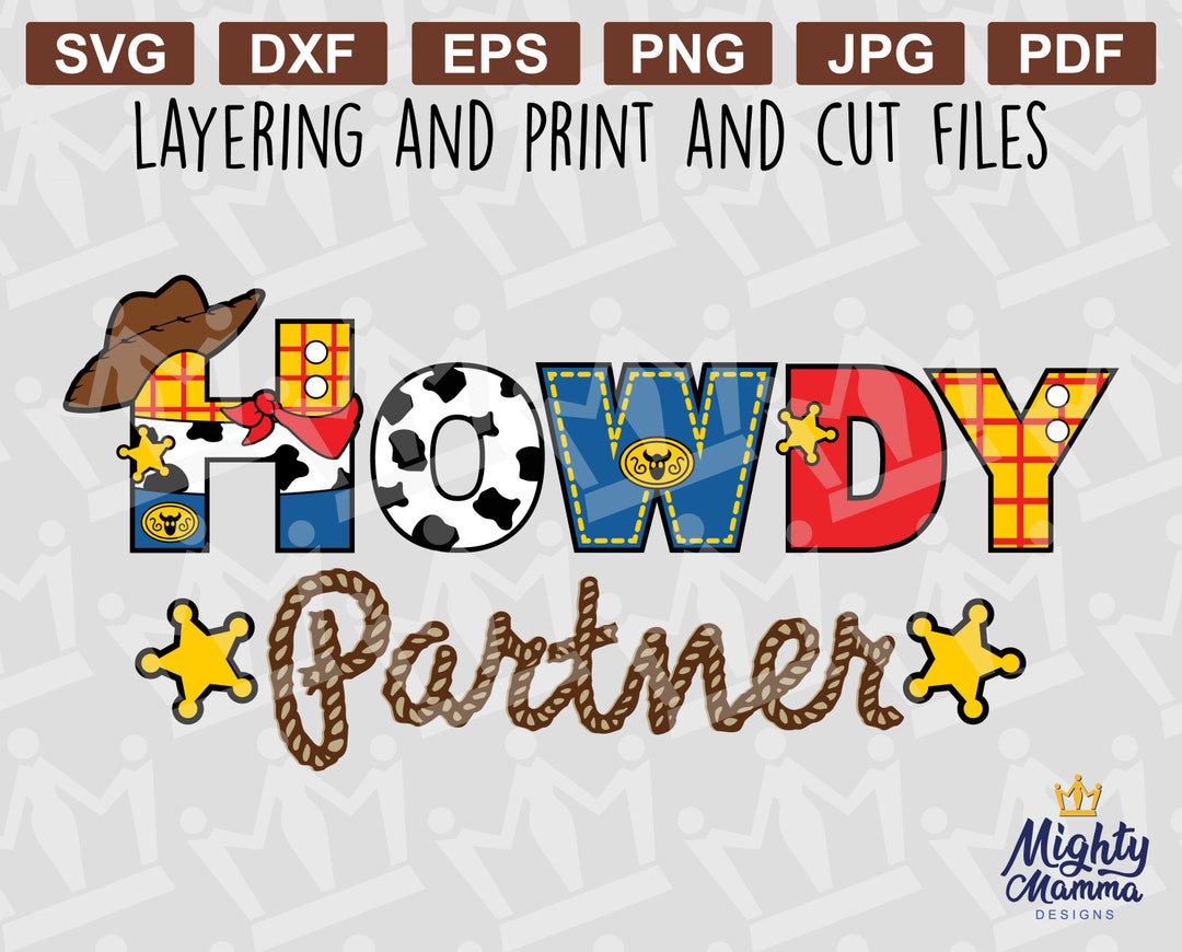 Toy Cowboy Howdy Partner Rope Design - SVG Png. Use With Printer or ...