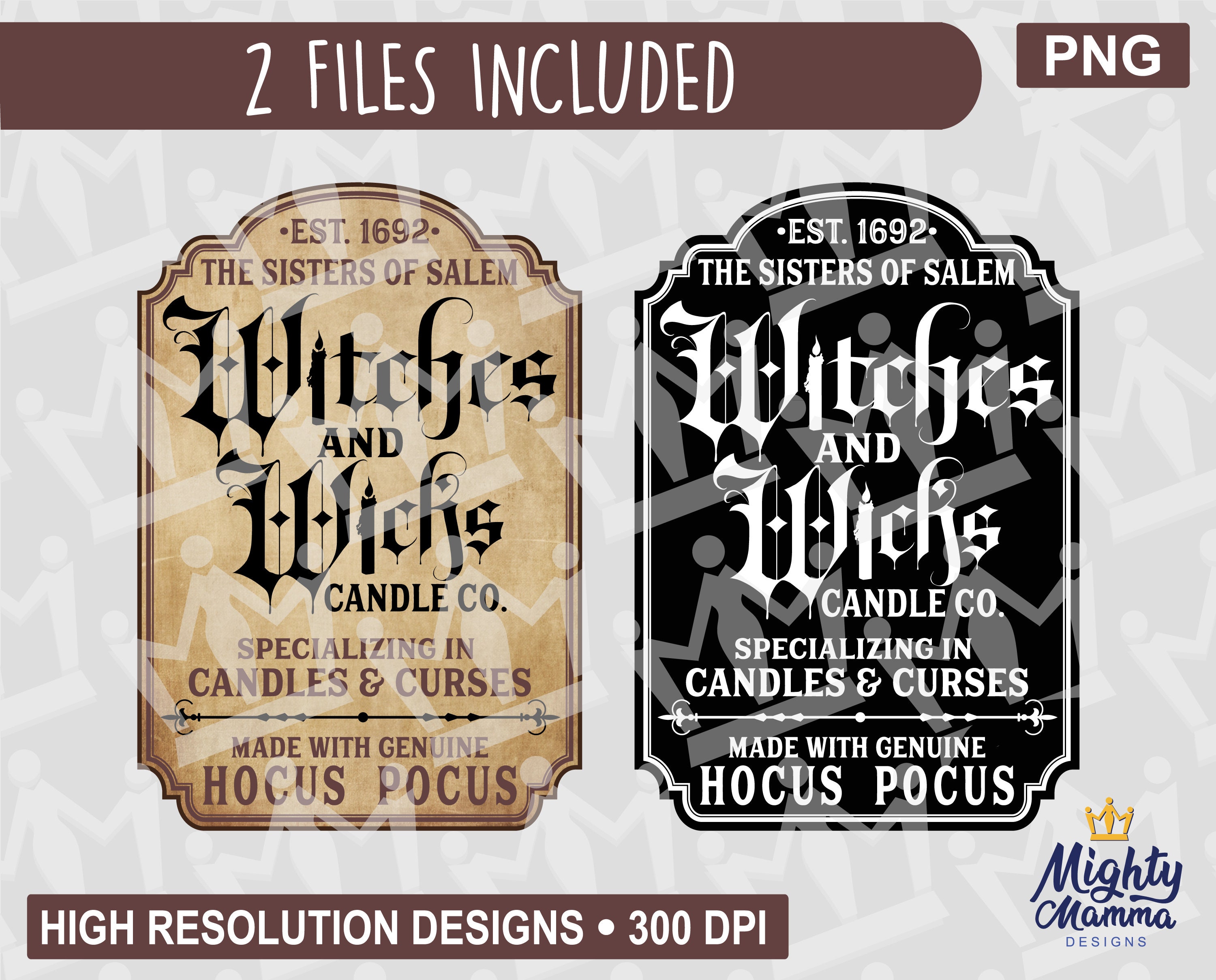 Witches and Wicks Candle Co. Label PNG Salem Sisters Witches | Etsy