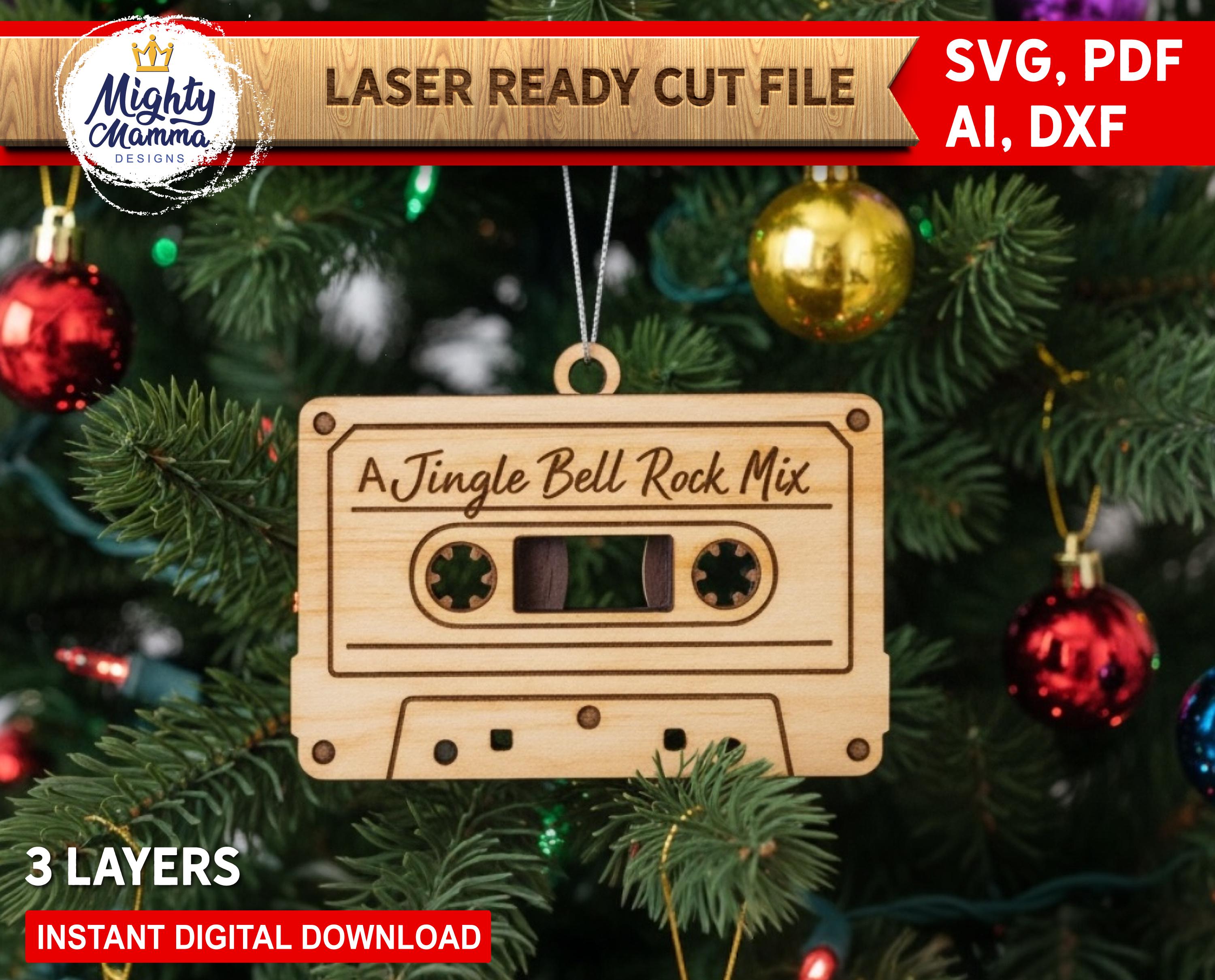 Vintage Cassette Tape Jingle Bell Rock Mix Ornament Design: Laser Cut ...