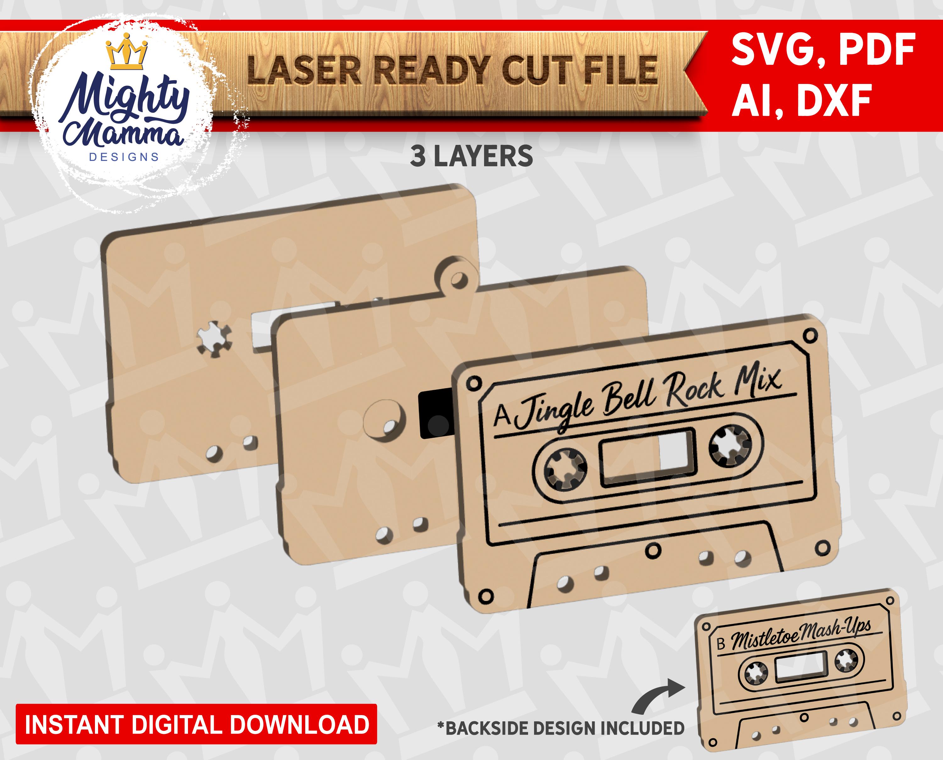 Vintage Cassette Tape Jingle Bell Rock Mix Ornament Design: Laser Cut ...