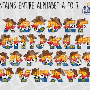 Toy COWBOY Alphabet Font Letters PNG - for Birthday Shirts, Signs ...