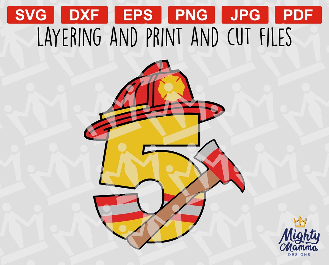 FIREMAN # 5 SVG Png - Number Five Firefigther Fire Man Fifth BIRTHDAY ...