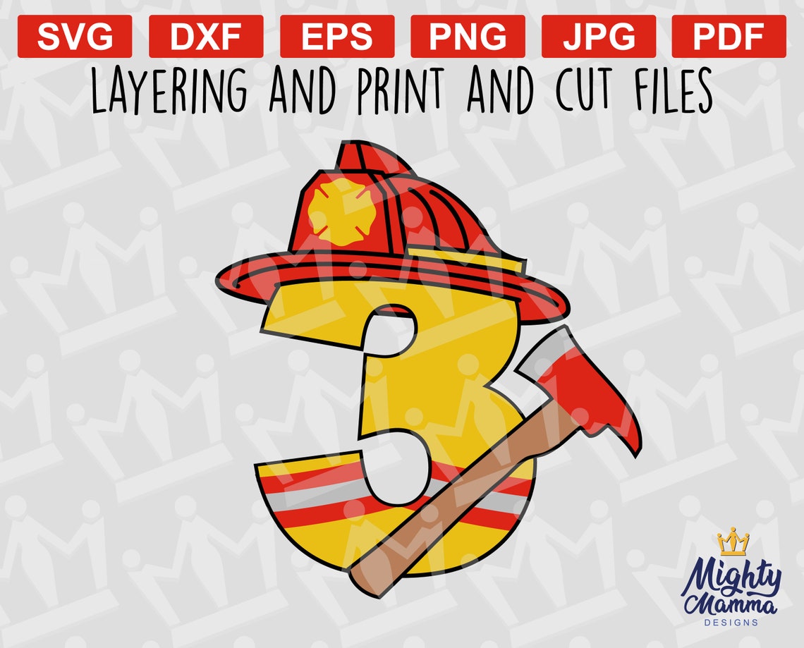 Fireman # 3 SVG & PNG - Number Three Firefighter Design for Third ...
