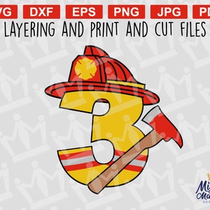 Fireman # 3 SVG & PNG - Number Three Firefighter Design for Third ...