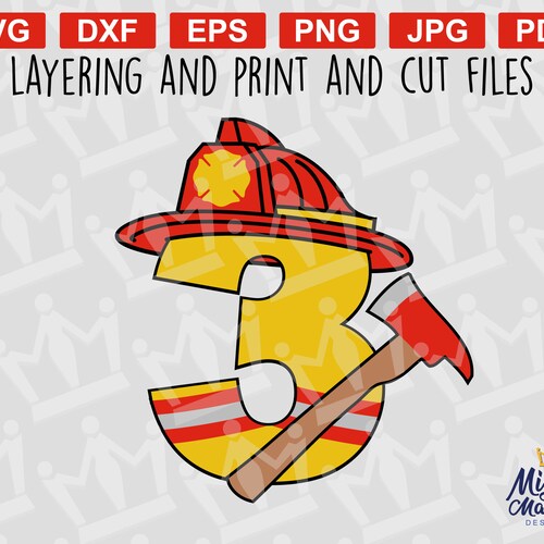3 Three Firefighter JPG Png & SVG DXF Cut File - Etsy