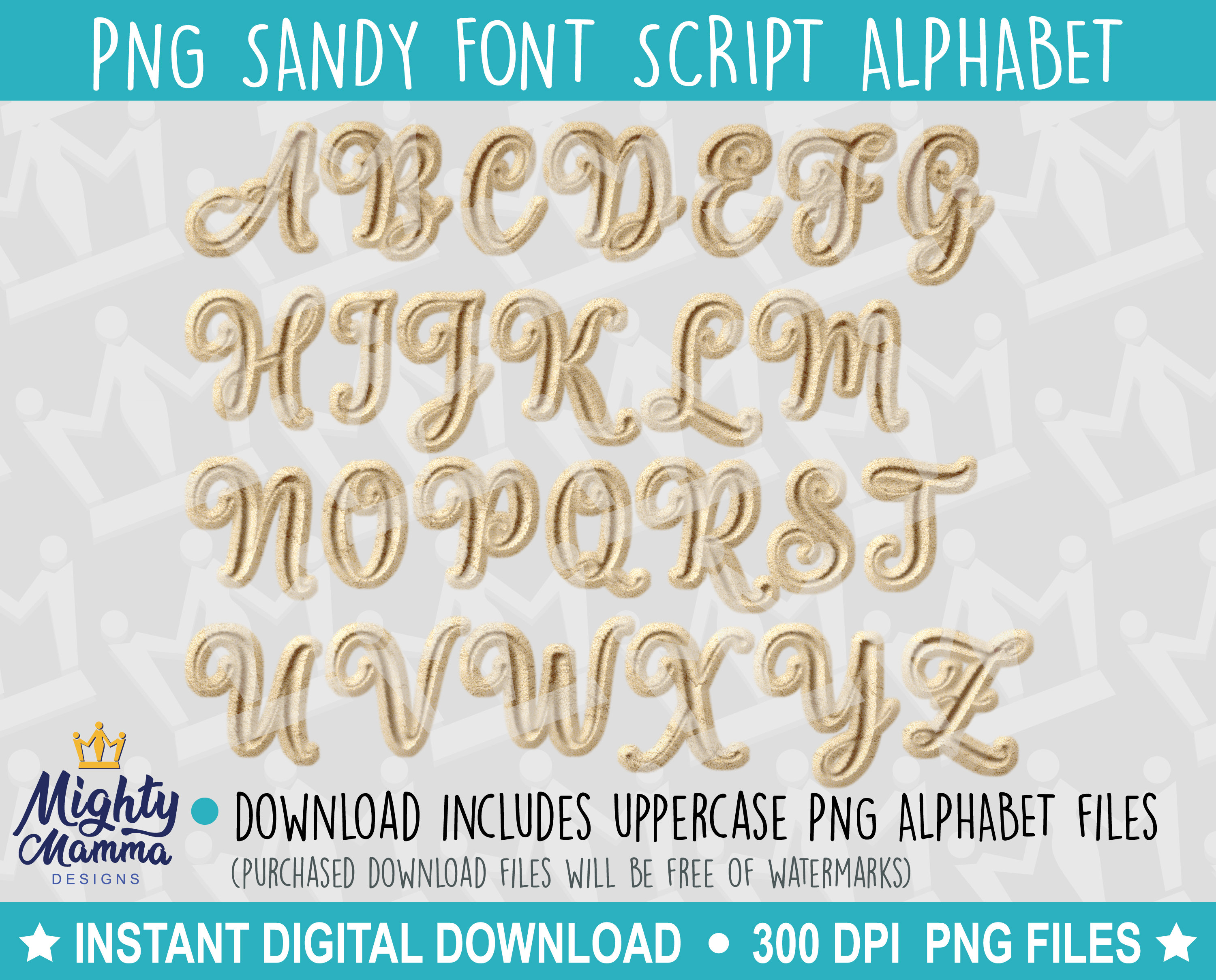 Sandy Script PNG Font Beach Sand Alphabet & Number Design - Etsy UK