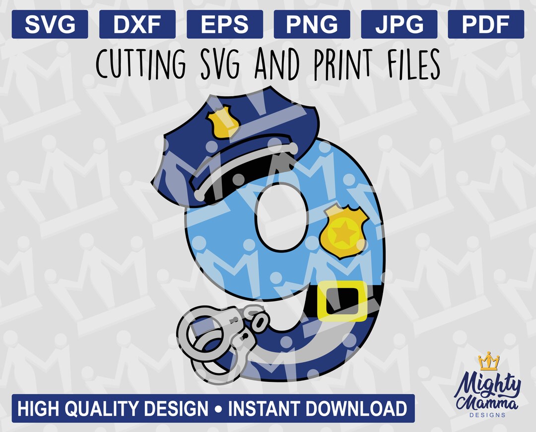 POLICEMAN 9 SVG Number Nine POLICE Officer Ninth Birthday - Etsy