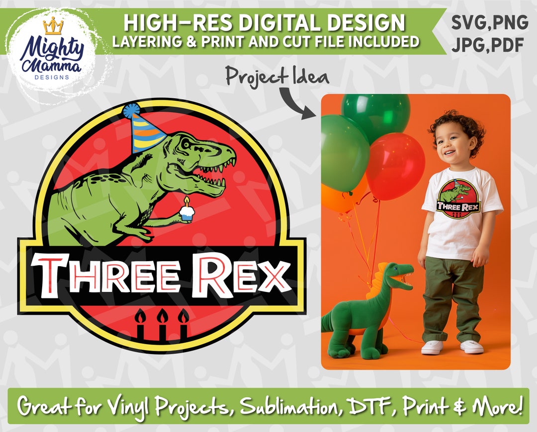 Three Rex - PNG, SVG File | Sublimation, DTF, Print, Cricut - Layered ...
