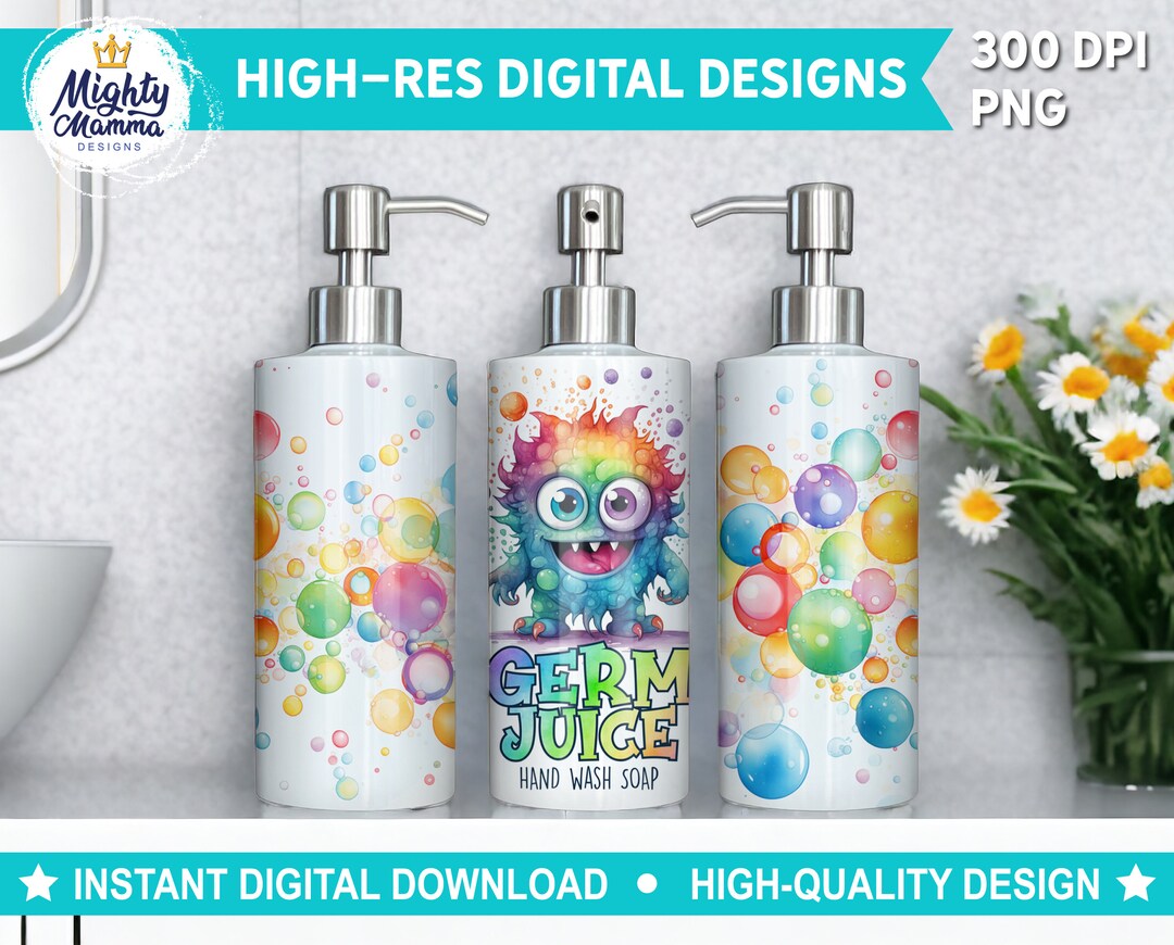 Germ Juice Monster Soap Dispenser Graphic: Funny Kids Bathroom (PNG ...