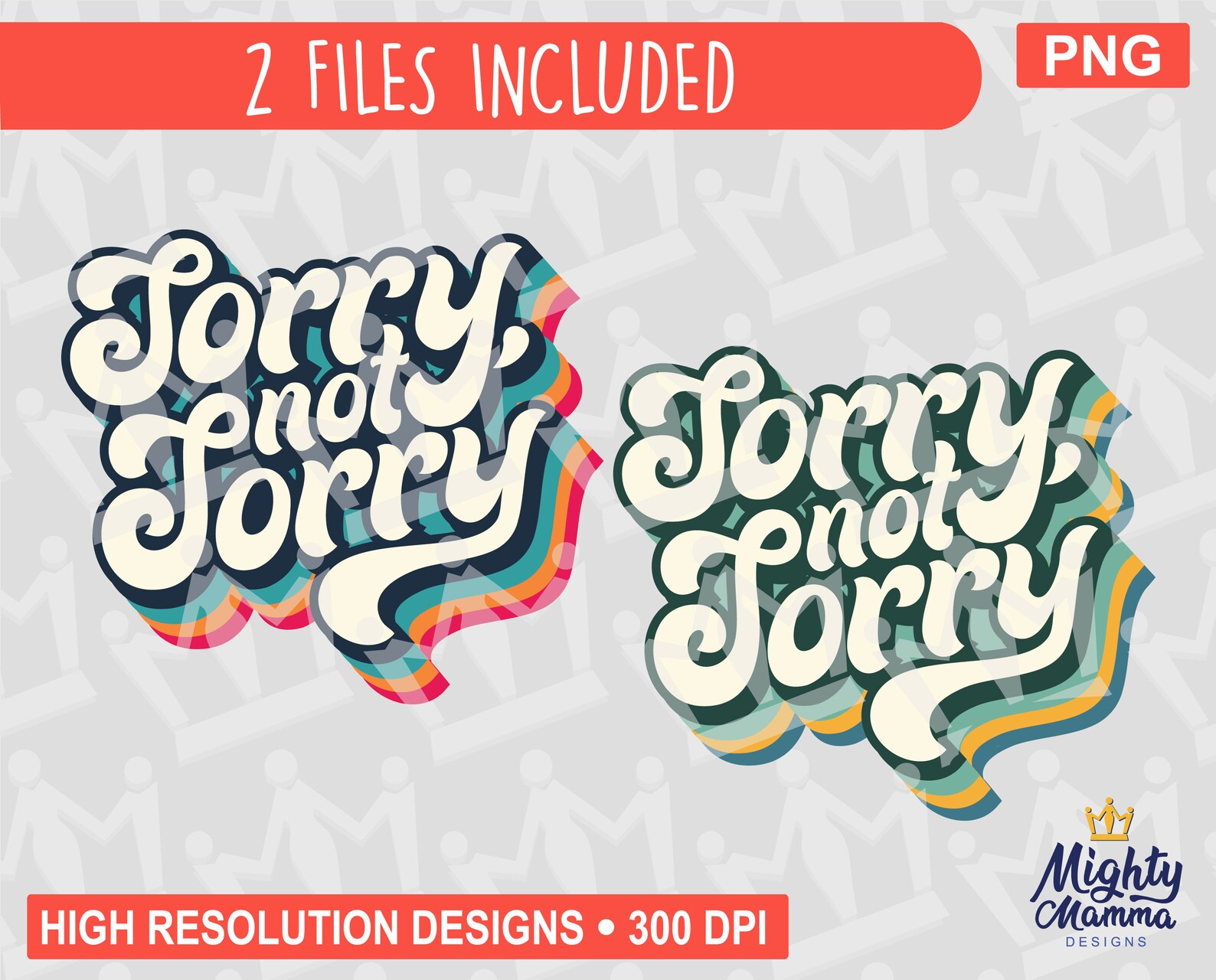 Sorry Not Sorry Retro Clipart Word Design PNG 70s 80s Font | Etsy