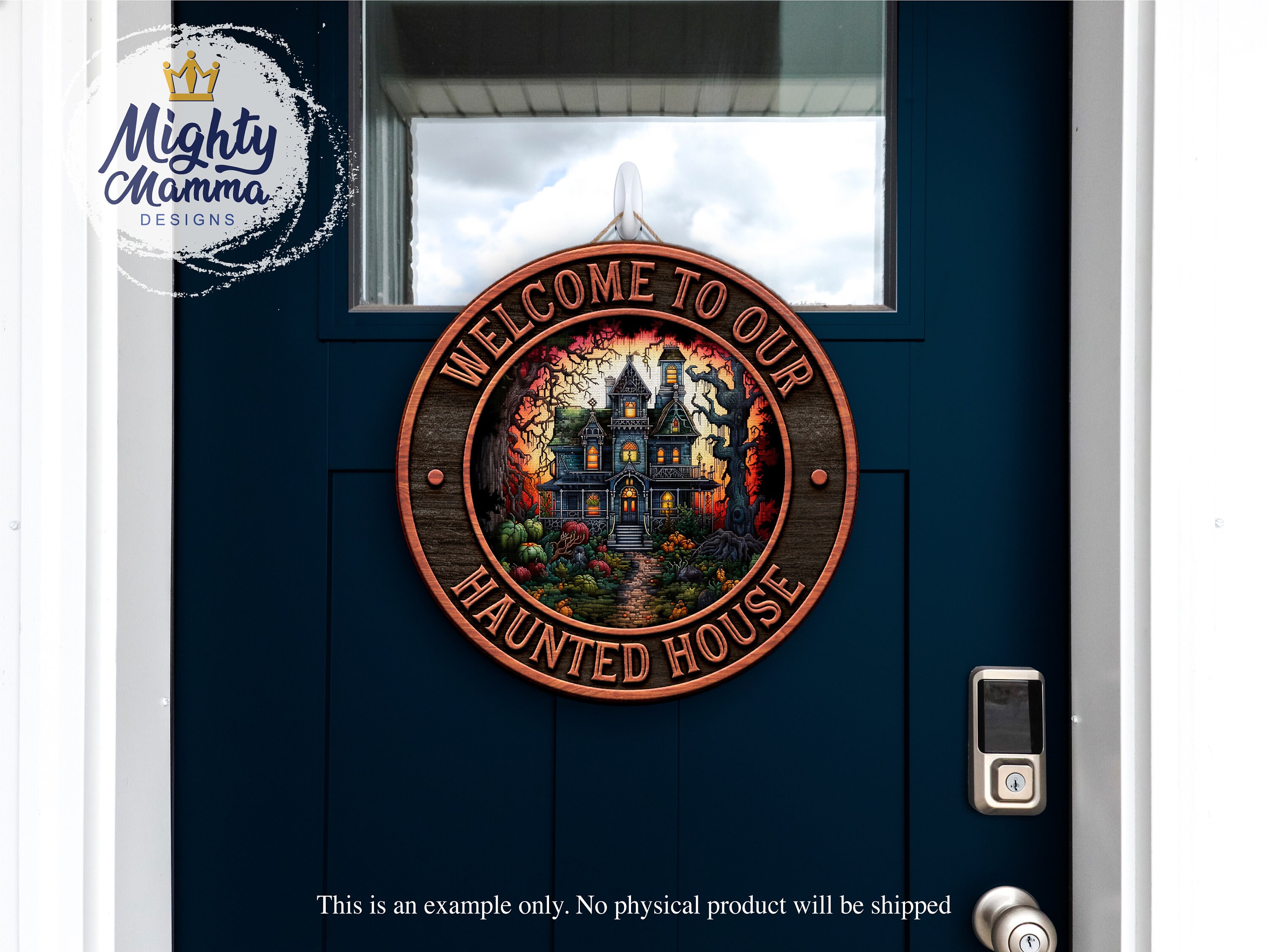 Welcome to Our Haunted House Design - Round Door Sign PNG Design, for ...