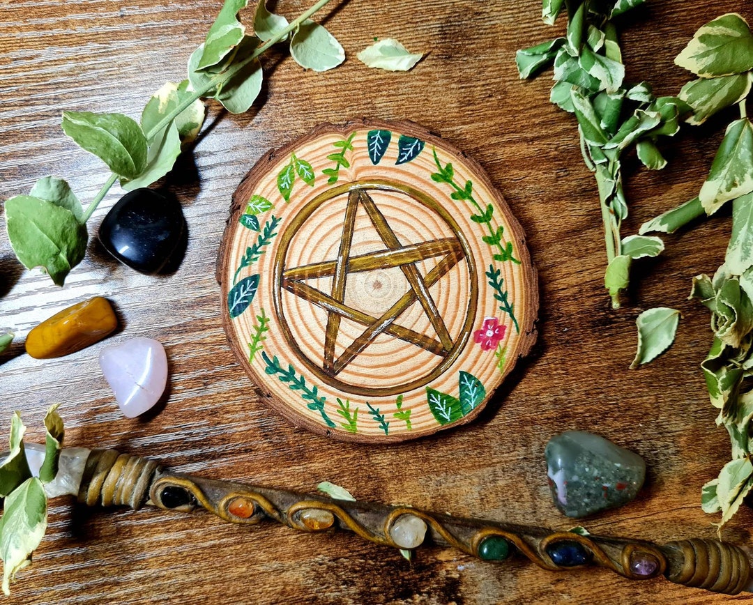 Watercolour Altar Tile Wiccan/pagan/witchcraft Hand Painted Wood Slice ...