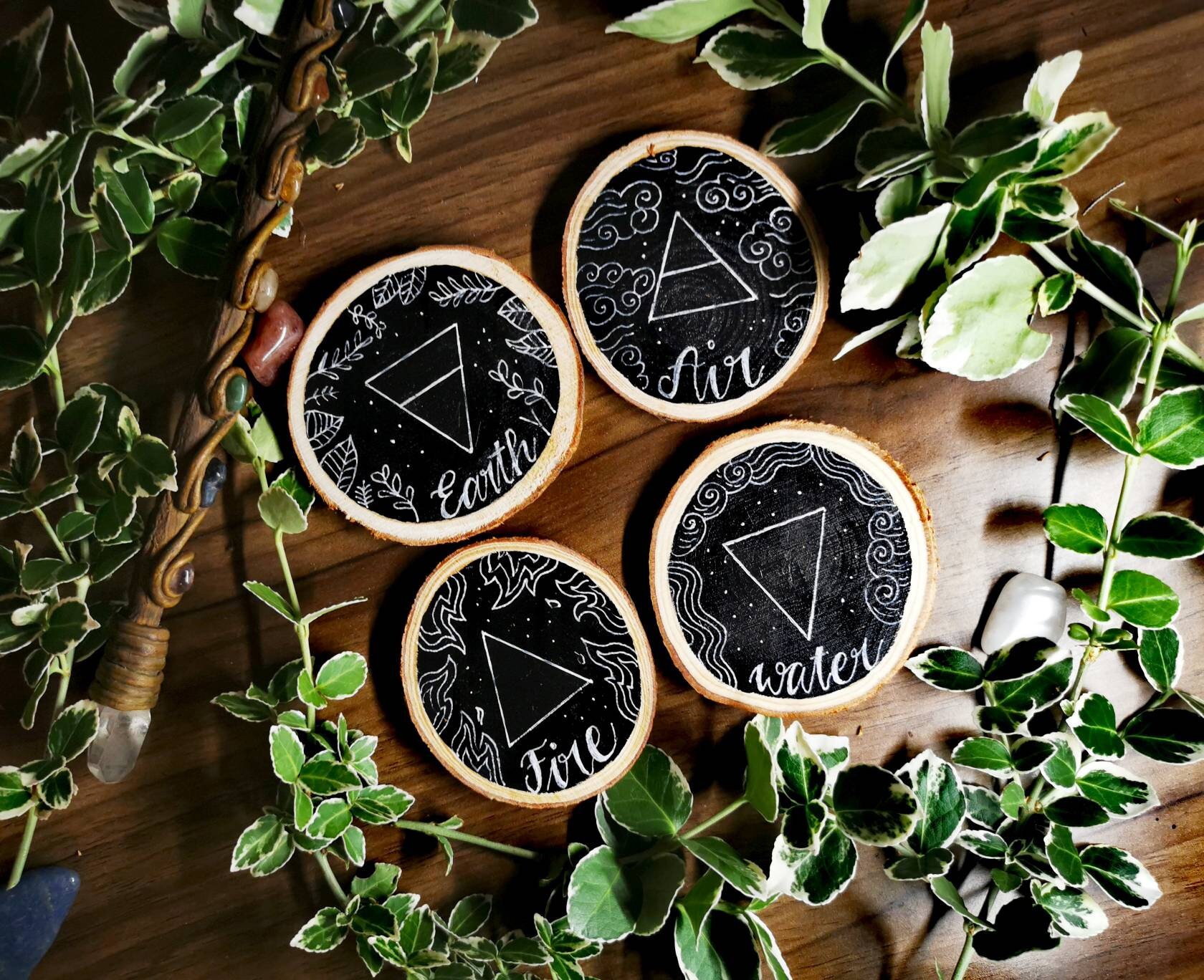 Altar Tiles Elements Set of 4 Pagan/witchcraft Hand - Etsy UK