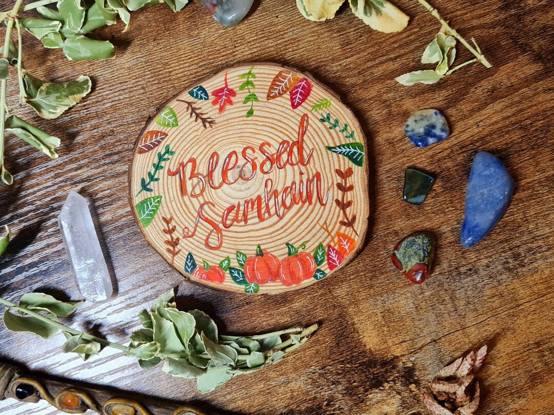 Samhain Altar Tile Wiccan/pagan/witchcraft Hand Painted Wood Slice ...