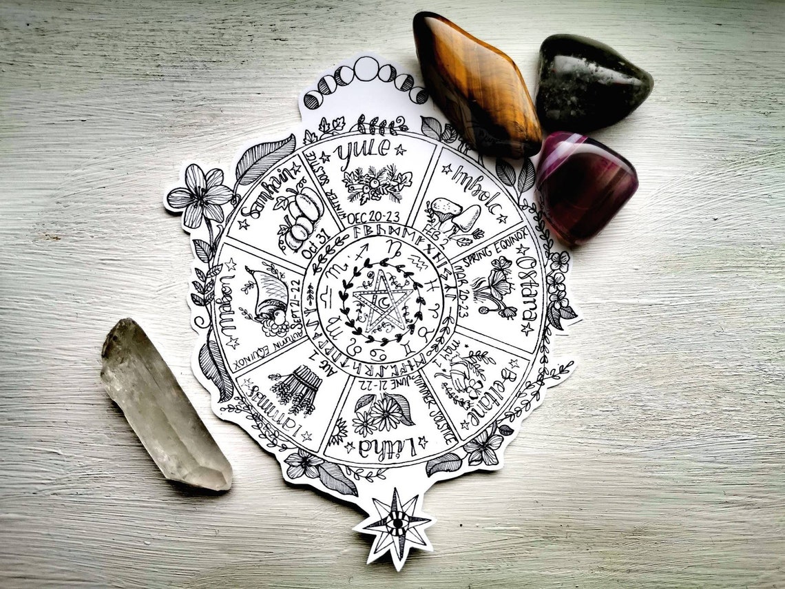 Book of Shadows Stickers Wiccan Wheel of the Year & Mother | Etsy