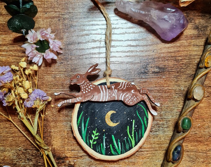 Hare Moon Ostara, Easter, Oestre Hand Painted Decoration Rabbit ...