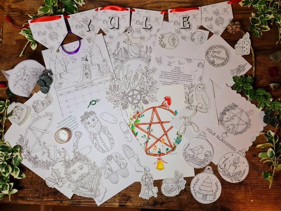 Yule Paper Witch Box Book of Shadows Colouring Stickers - Etsy