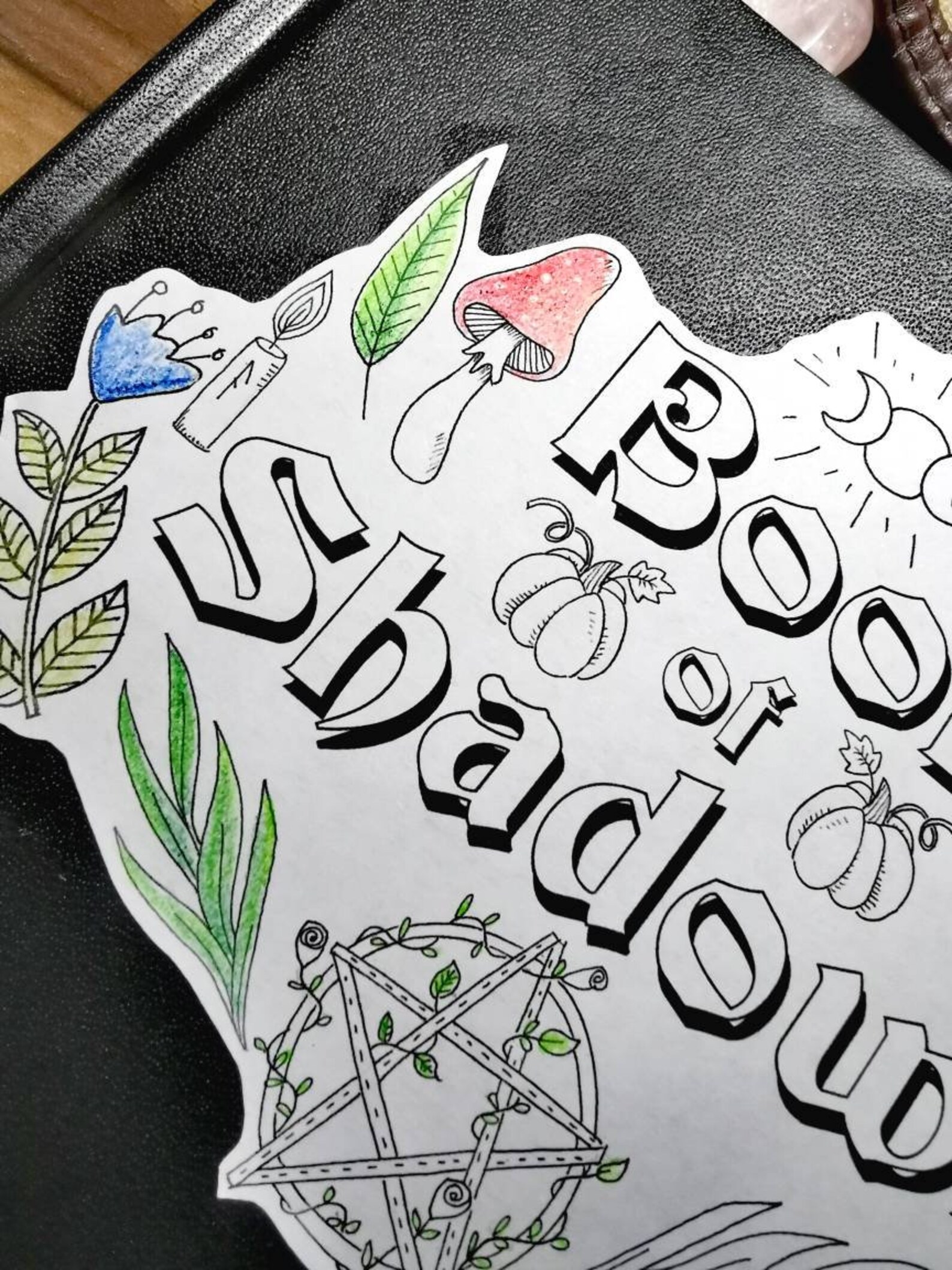 Large Book of Shadows front cover sticker witches colour-in | Etsy