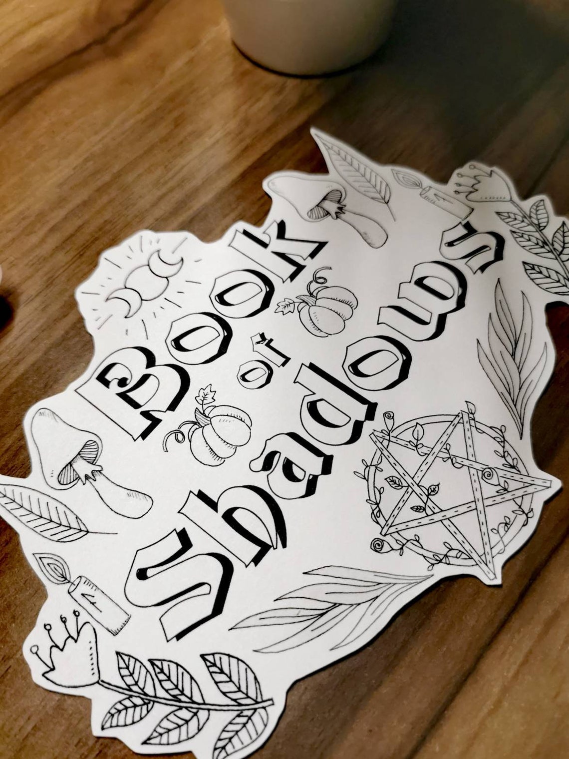 Large Book of Shadows front cover sticker witches colour-in | Etsy