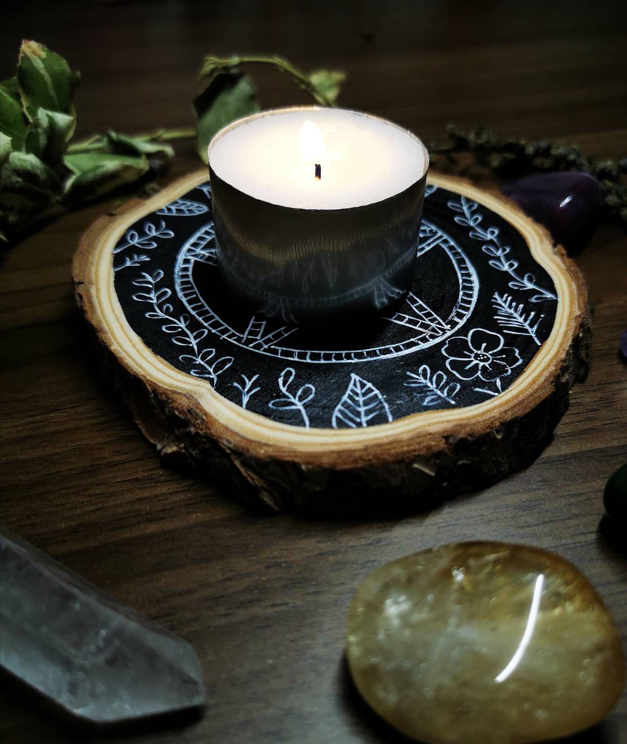 Altar Tiles Wiccan/pagan/witchcraft Hand Painted Wood Slice. | Etsy UK