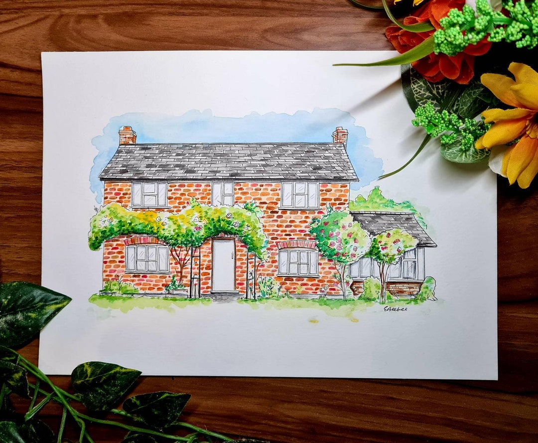 House Warming Gift , Hand Drawn Illustration Wedding/new Home Gift ...