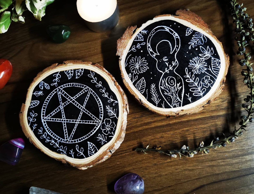 Altar Tiles - Wiccan/pagan/witchcraft Hand Painted Wood Slice. Sabbat ...