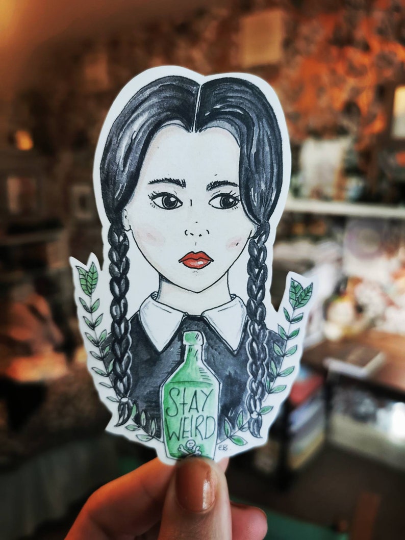 Large Wednesday Addams Journal/laptop Stickers Stay Wierd - Etsy