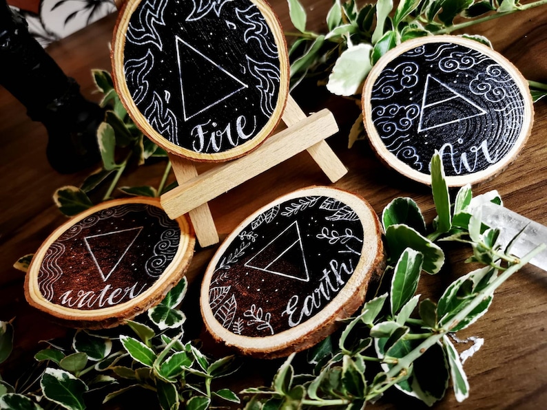 Altar Tiles Elements Set of 4 Pagan/witchcraft Hand | Etsy