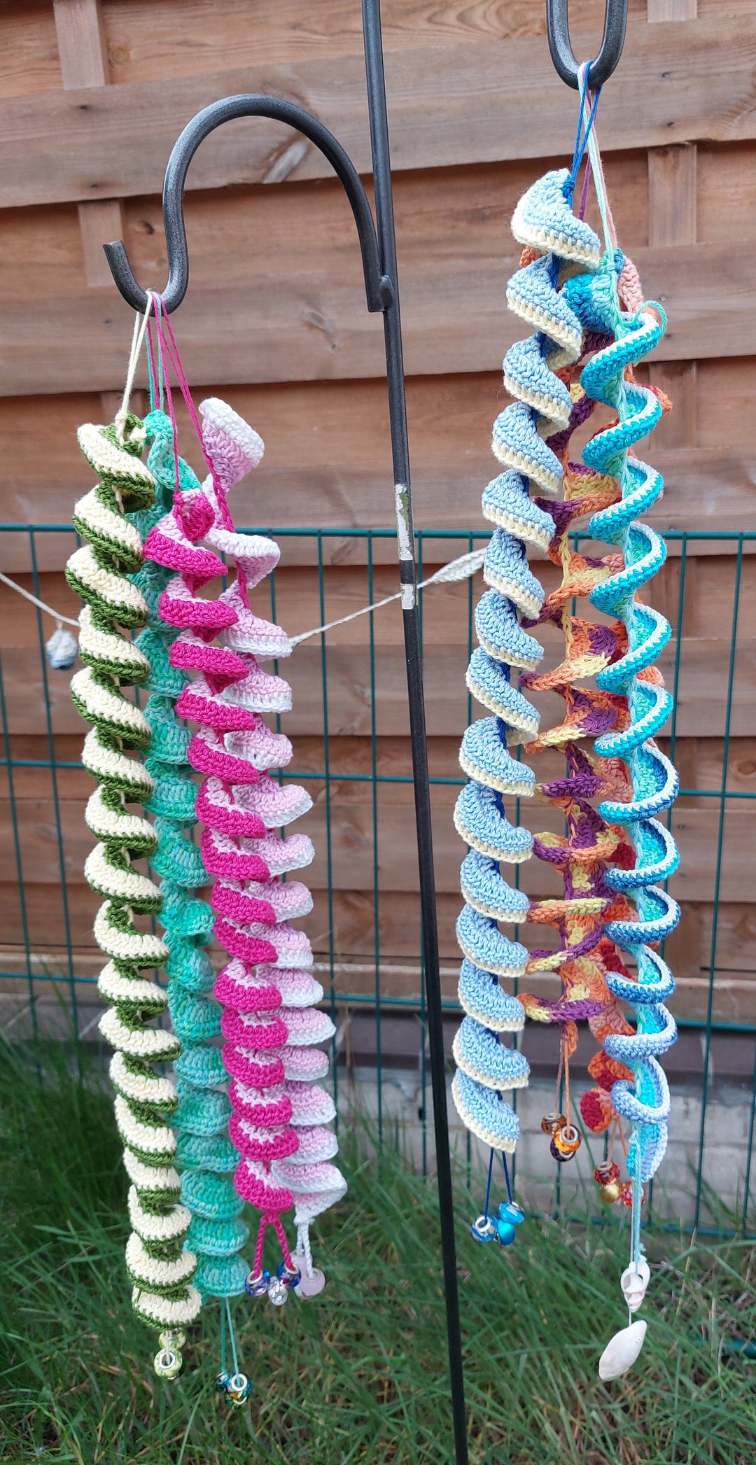 Wind Chime / Wind Spinner - Crocheted From Cotton With Glass Beads - Etsy