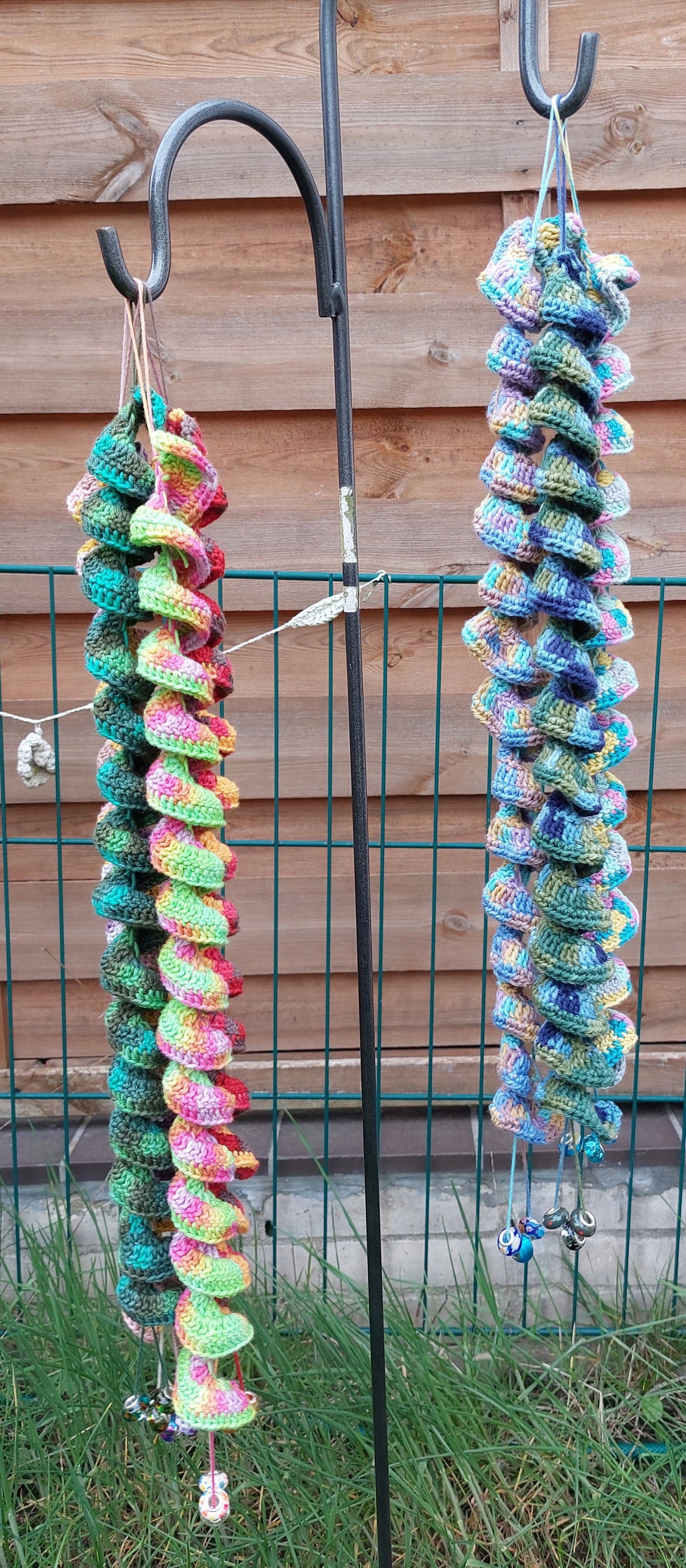 Wind Chime / Wind Spinner - Crocheted From Cotton With Glass Beads - Etsy